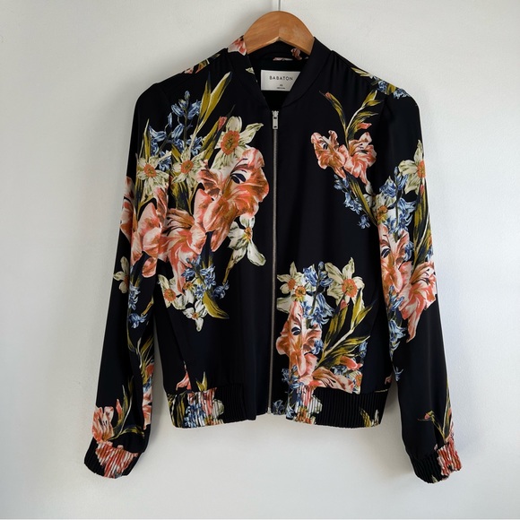 Babaton | Jackets & Coats | Aritzia Babaton Floral Satin Bomber Jacket ...